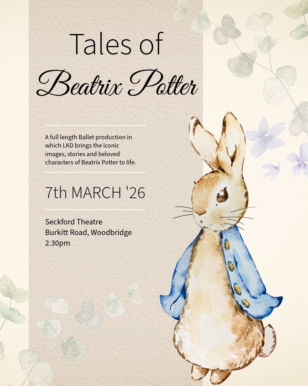 Beatrix Potter Ballet Suffolk The Tales of Beatrix Potter - Seckford ...